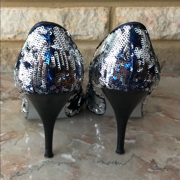 Two Lips | Shoes | Blue And Silver Sequin Kiss Two Lips Heels | Poshmark